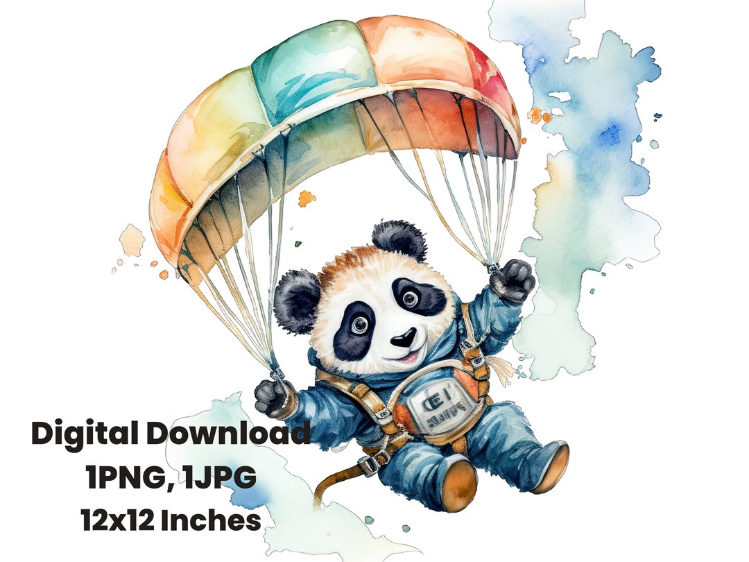 Panda With Parachute, Fantasy, Digital Paper, Graphic Design ...