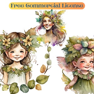 Woodland Fairies B, Fairy, Woodland Fairy, Commercial Use, Watercolor ...
