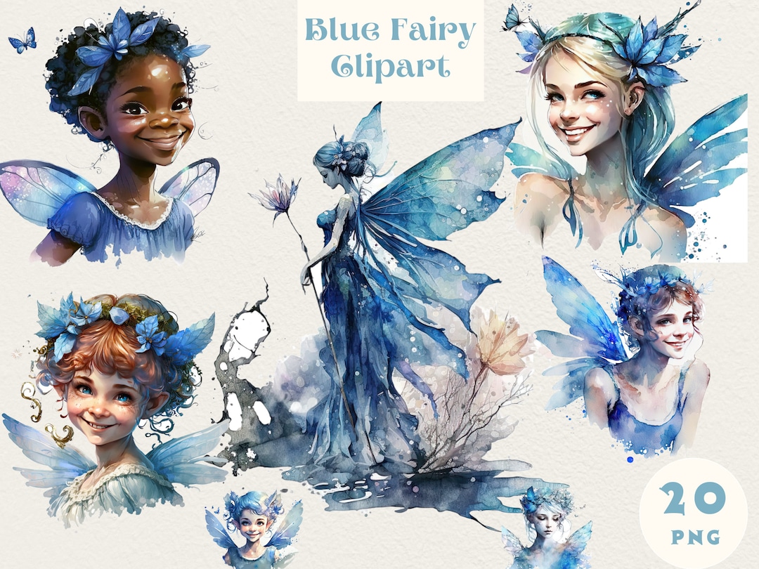 Blue Fairy, Fairy, Fairies, Art Journal Clip Art, Watercolor, Printable ...