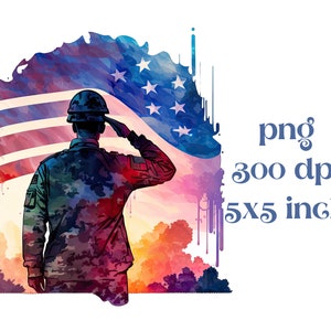 American Solider Clipart, Memorial Day Png, 4th of July Png, Watercolor ...