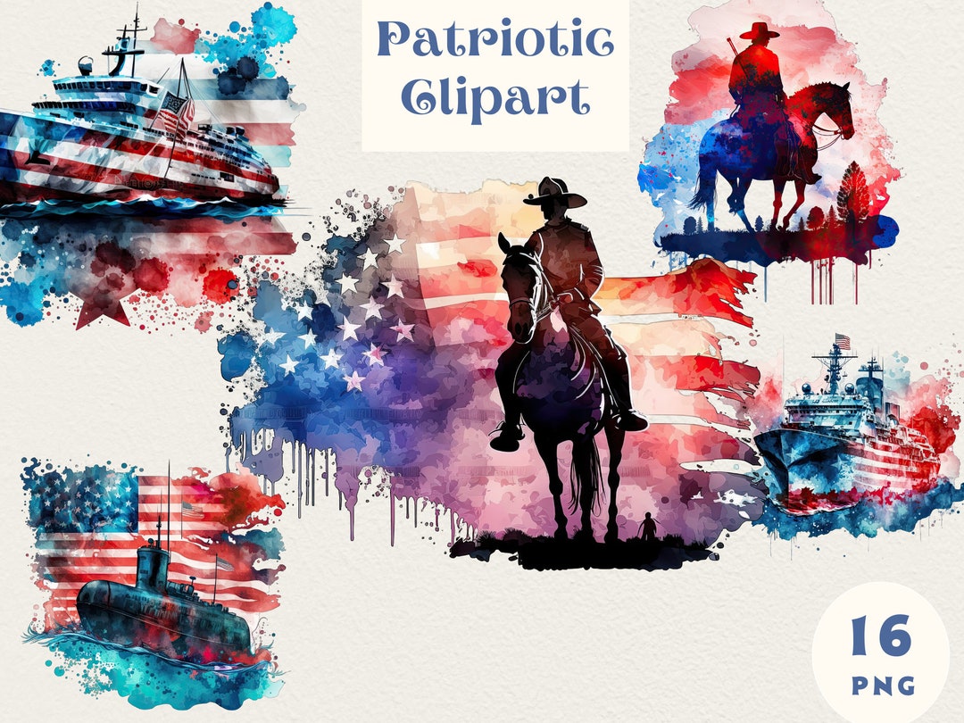 American Clipart, Memorial Day Png, 4th of July Png, Watercolor Star ...