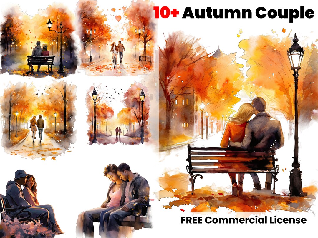 Autumn Couple Clipart, Best Friend Png, Friendship Print, Illustration ...