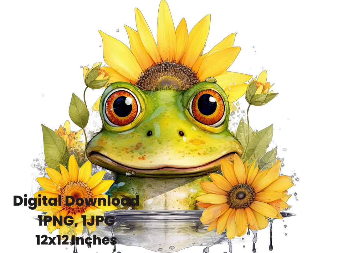 Sunflower Frog, Frog Clipart, Woods Forest Animals Frog PNG, Frog ...