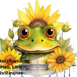 Sunflower Frog, Frog Clipart, Woods Forest Animals Frog PNG, Frog ...