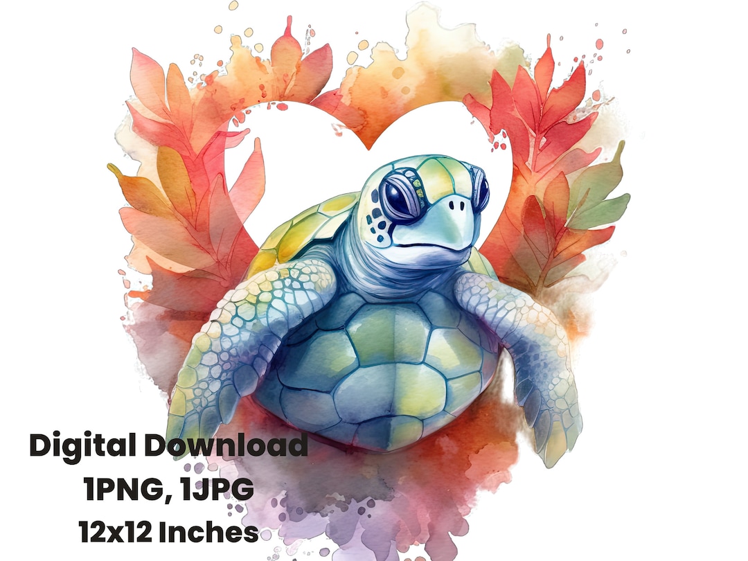 Heart Turtle Clipart, Ocean Animals Sea Turtle PNG, Sea Turtle Ocean ...