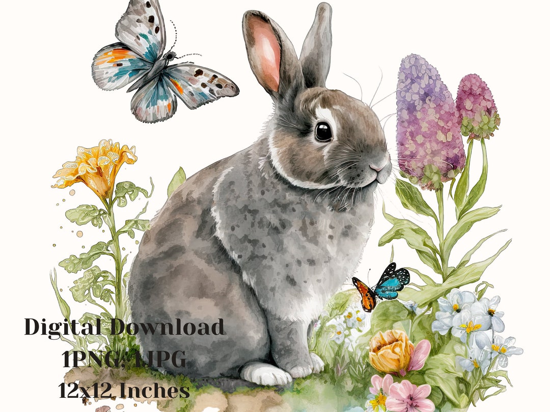 Rabbit PNG Easter Png, Watercolor, Clipart, Sublimation Designs ...