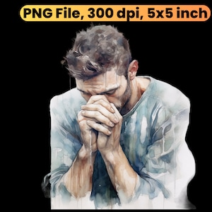 Crying, Praying, and Praising Watercolor Clipart, Christian Art ...
