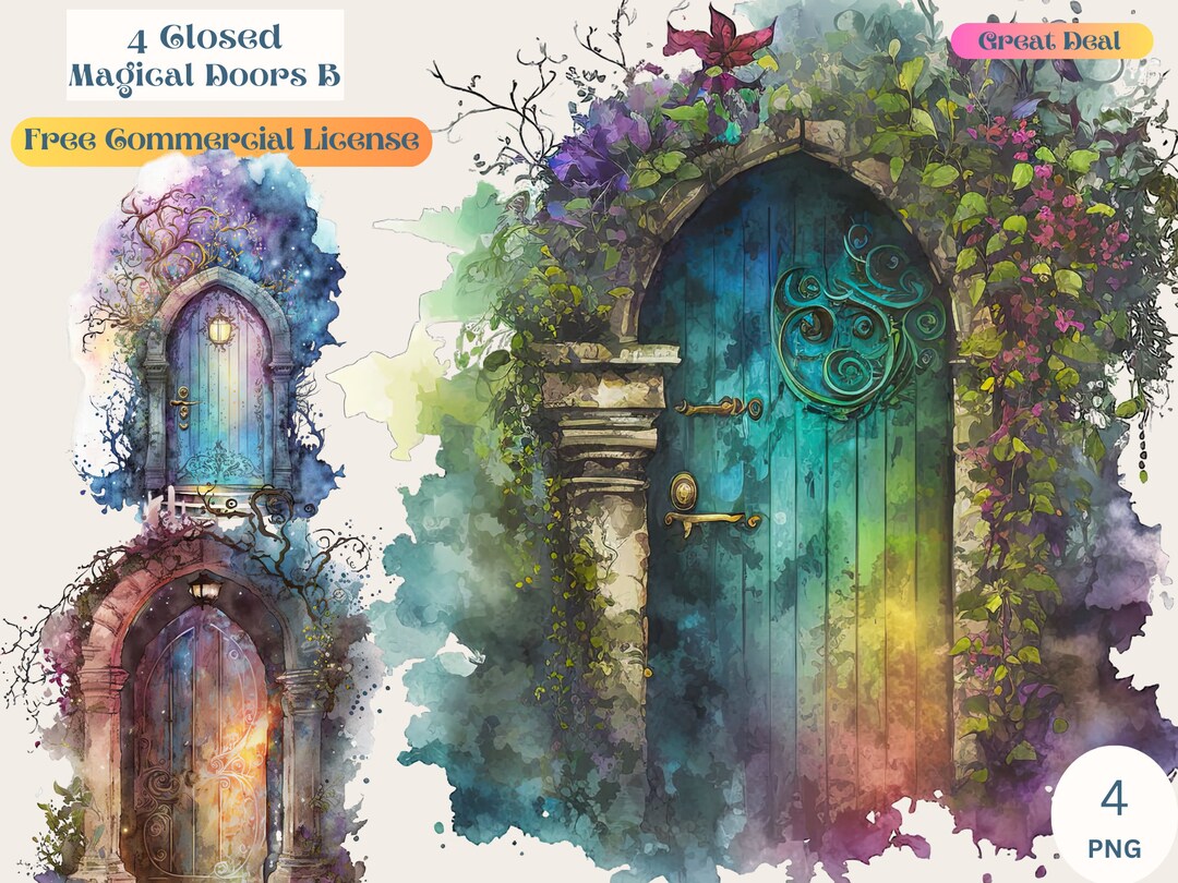 Magic Doors,fantasy, Digital Planner, Digital Paper, Art, Watercolor ...