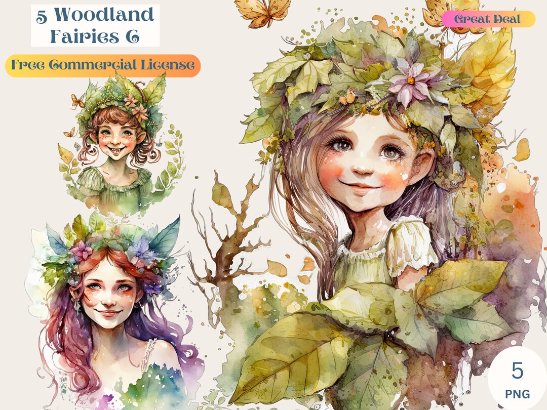 Woodland Fairies C, Fairy, Woodland Fairy, Commercial Use, Watercolor ...