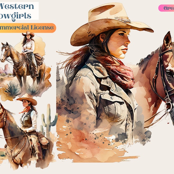 Digital Cowgirl Vintage Clip Art - Etsy