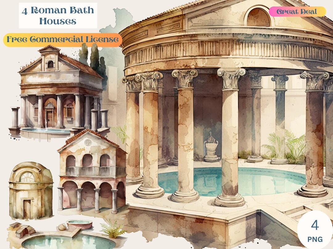 Roman Bathhouse, Bath, Bathhouse PNG, Digital Planner, Digital Paper ...