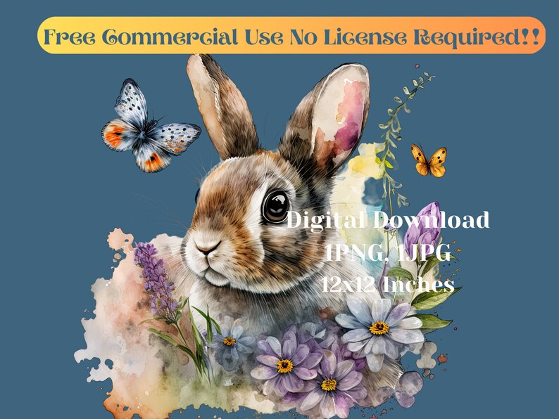 Bunny Clipart Easter Png Watercolor Clipart Sublimation - Etsy