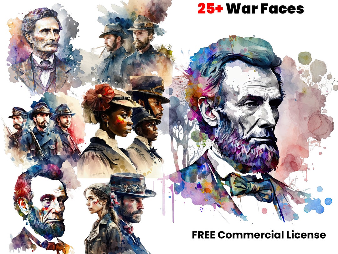 Faces of War, Civil War Clipart, American Print, Graphic Design ...