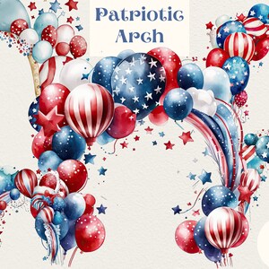 Patriotic Balloon Arch Clipart, Memorial Day Png, 4th of July Png ...