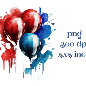 Patriotic Balloon Clipart, Memorial Day Png, 4th of July Png ...