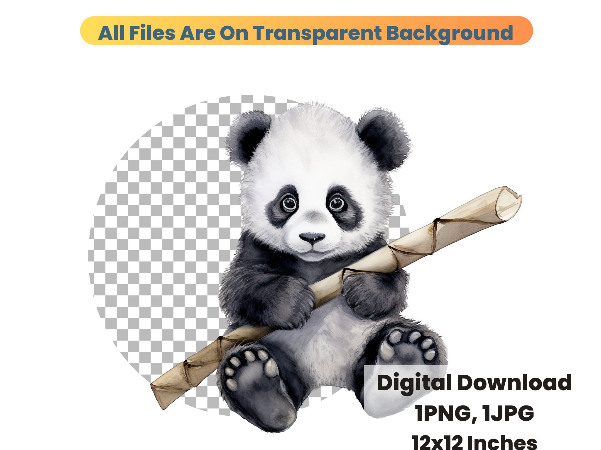 Panda Watercolor Clipart Fantasy Digital Paper Graphic - Etsy