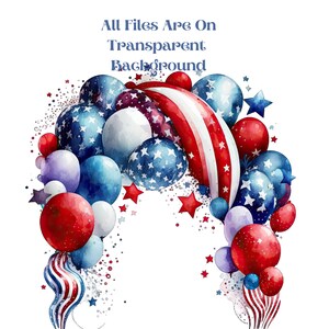 Patriotic Balloon Arch Clipart, Memorial Day Png, 4th of July Png ...
