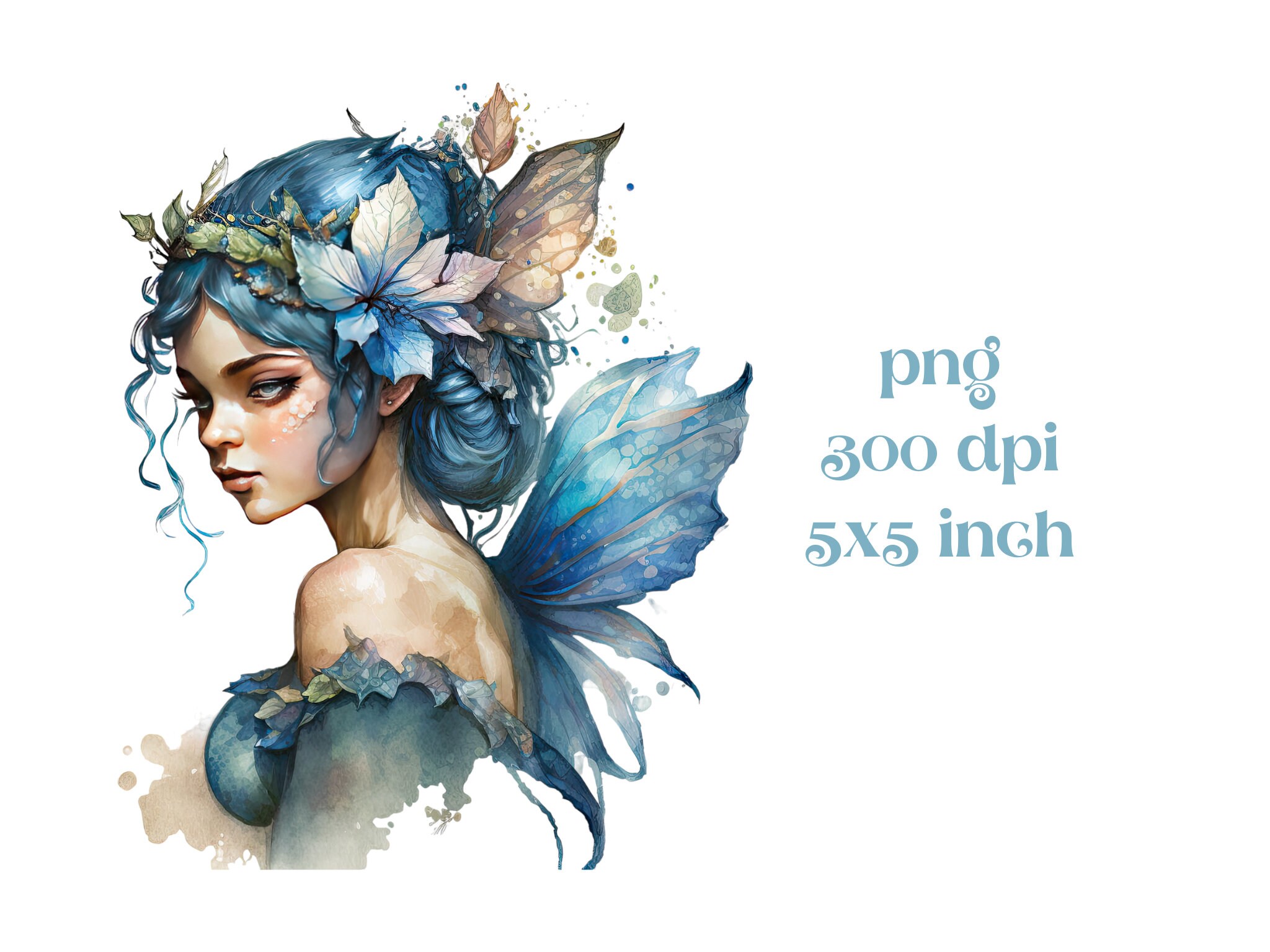 Blue Fairy Fairy Fairies Art Journal Clip Art Watercolor - Etsy