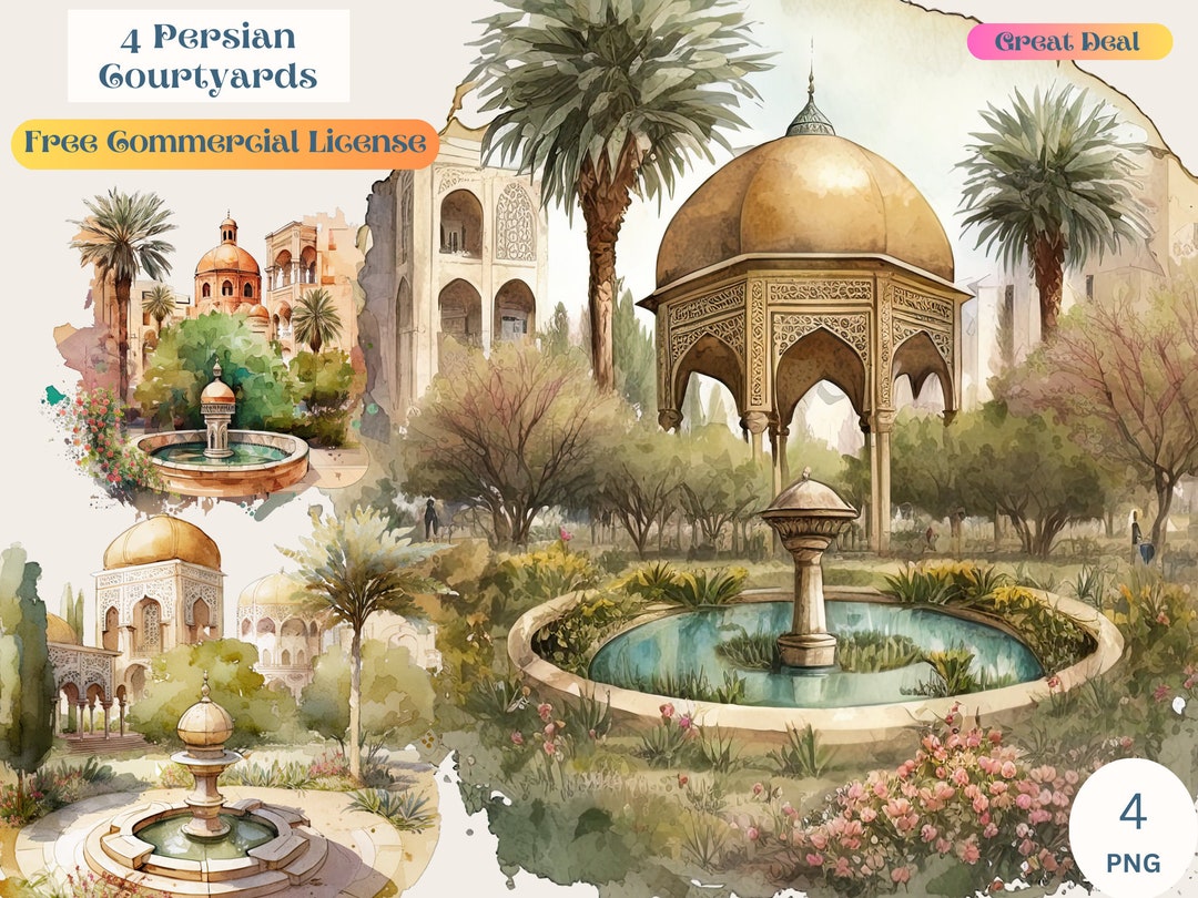 Persian Courtyard, Courtyard, Courtyard PNG, Digital Planner, Digital ...