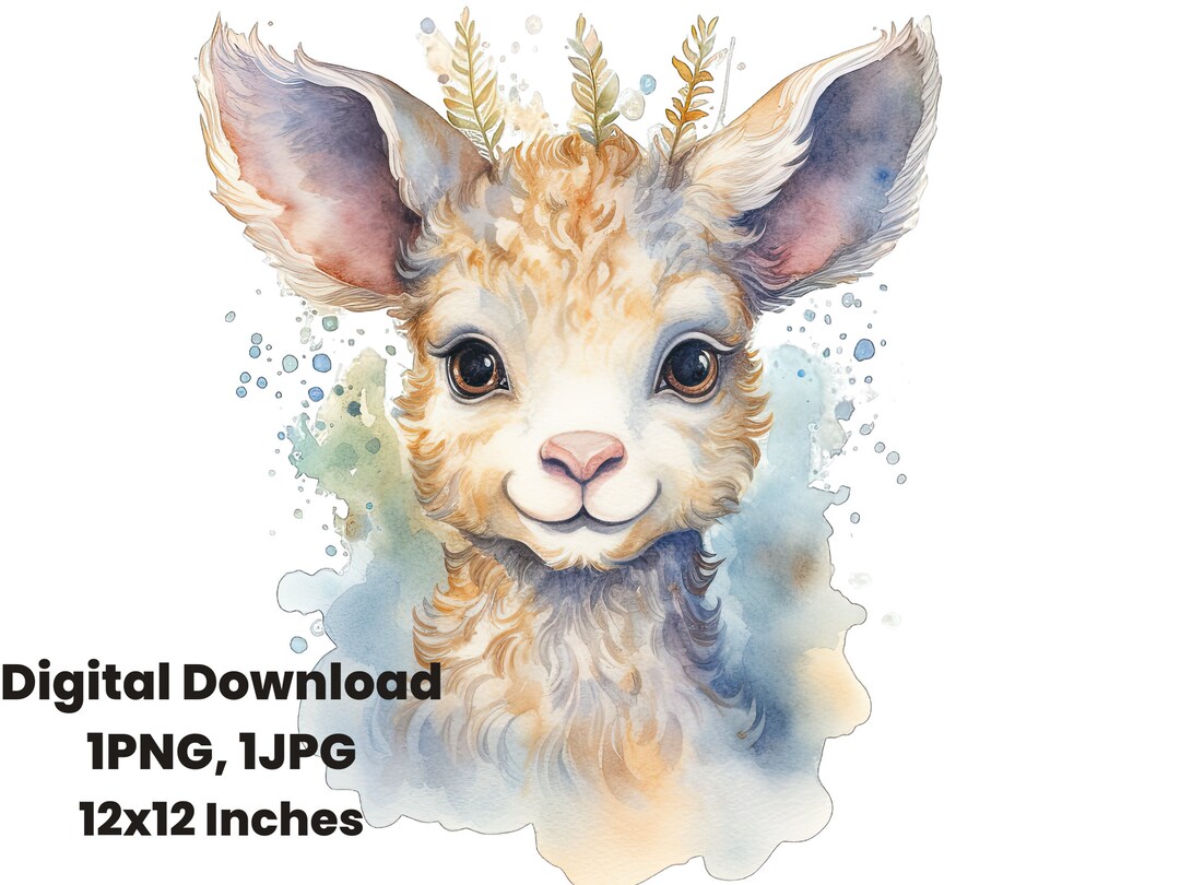 Baby Deer Nursery Watercolor Clipart, Png, Printable Fawn Artwork ...