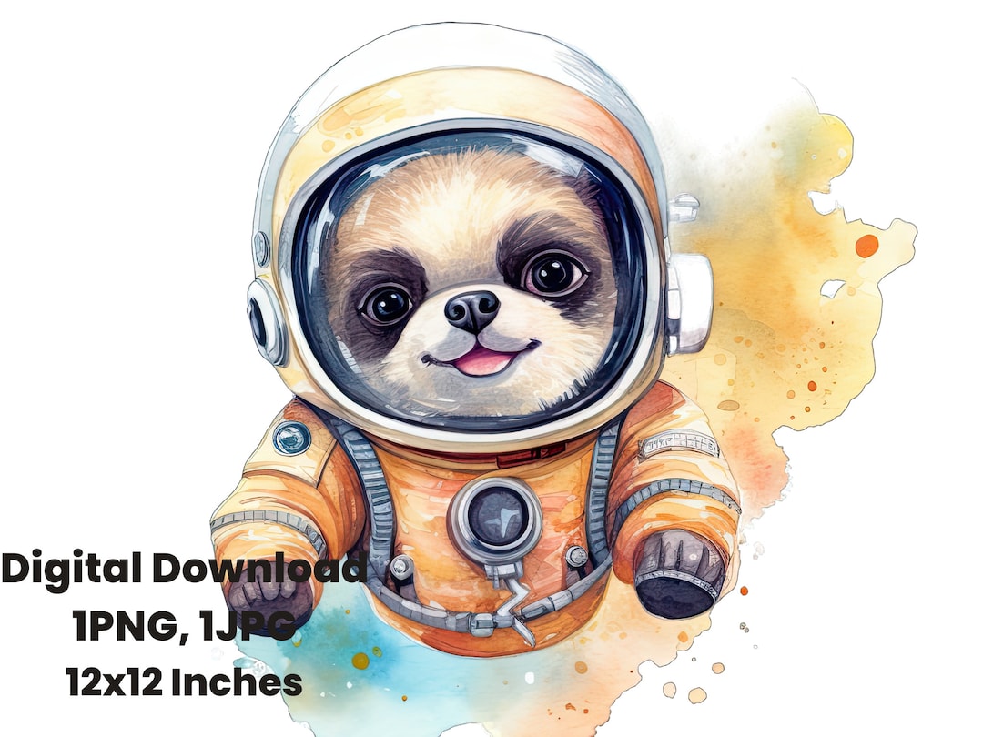 Space Dog, Astronaut Dog Clipart, Outerspace Png, Watercolor Print ...