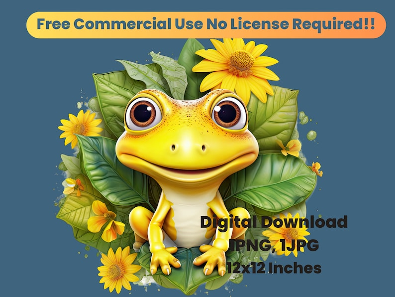 Cute Yellow Frog Frog Clipart Woods Forest Animals Frog PNG - Etsy