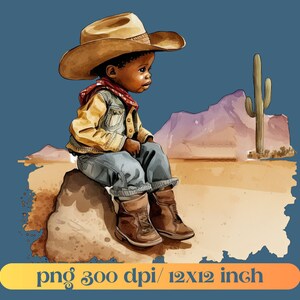 Afro Cowboy, PNG, Rustic Western Clipart, Black Country Cowboy Clipart ...
