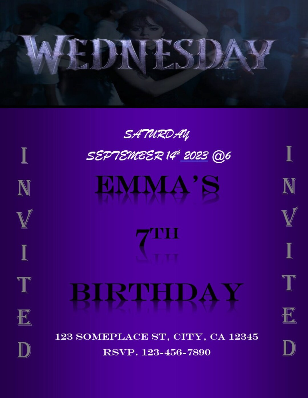 Digital Birthday Invitation (wednesday) - Etsy