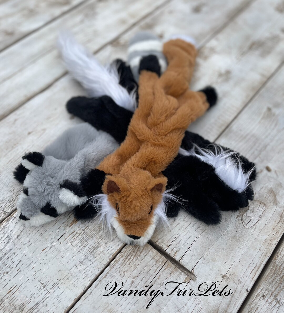 Plush Fox, Racoon and Skunk Pet Squeaky Toy Stuffing Free, Plush Pet ...