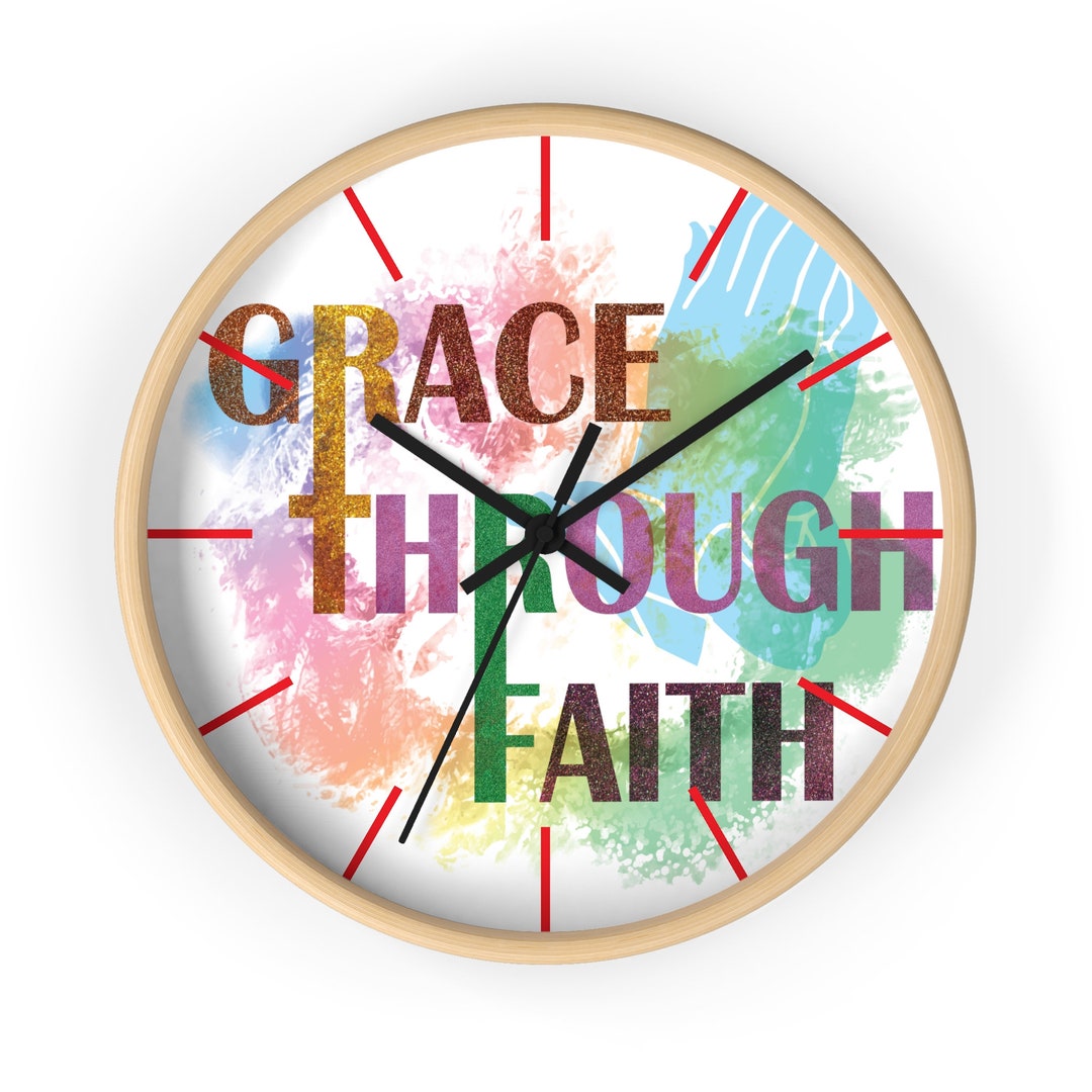 Grace Through Faith Wall Clock, Christian Decor, Church Gift ...