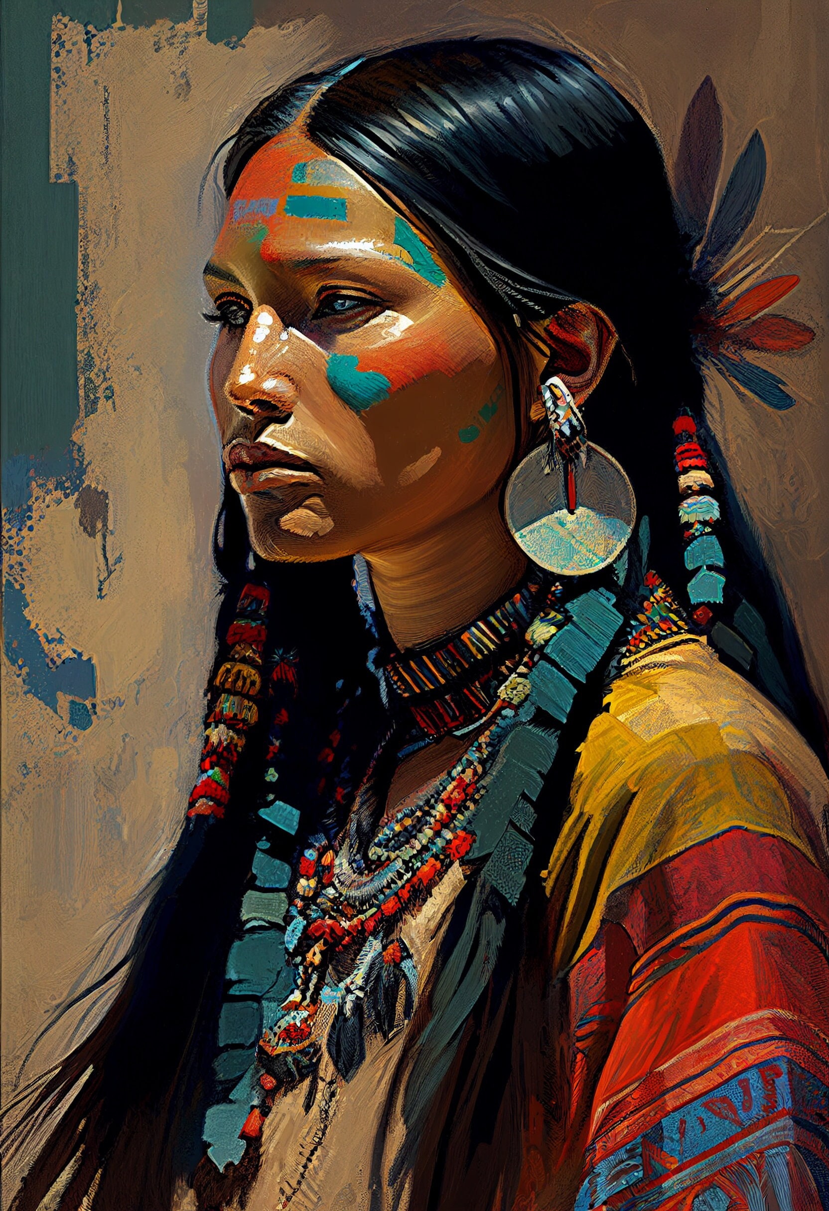 Native American Woman, Abstract Art Piece Download - Etsy