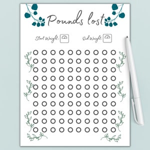 Weight Loss Tracker, 100 Pound Weight Loss Tracker, Weight Loss Journal ...