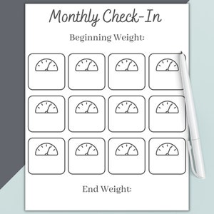 Monthly Weigh-in Weight Loss Calendar, Weight Loss Tracker, Weight Loss ...