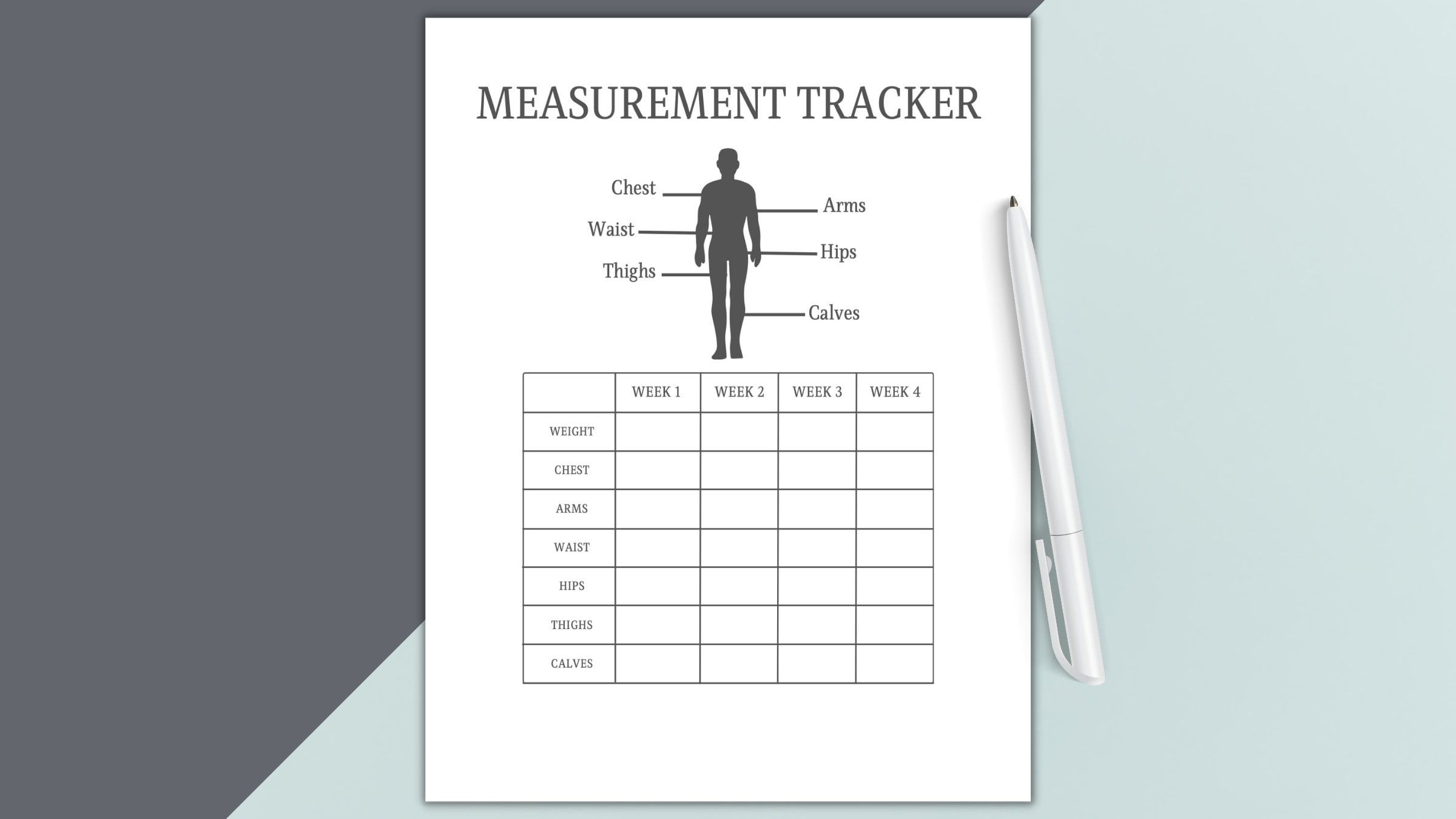 Body Measurement Tracker, Body Measurement, 4 Week Body Transformation ...
