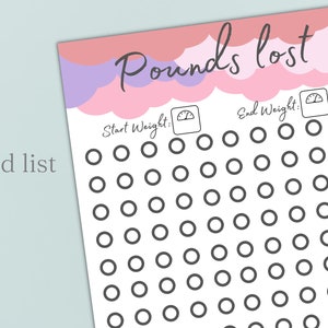 Weight Loss Tracker,colored Weight Loss Tracker, Weight Loss Journal ...
