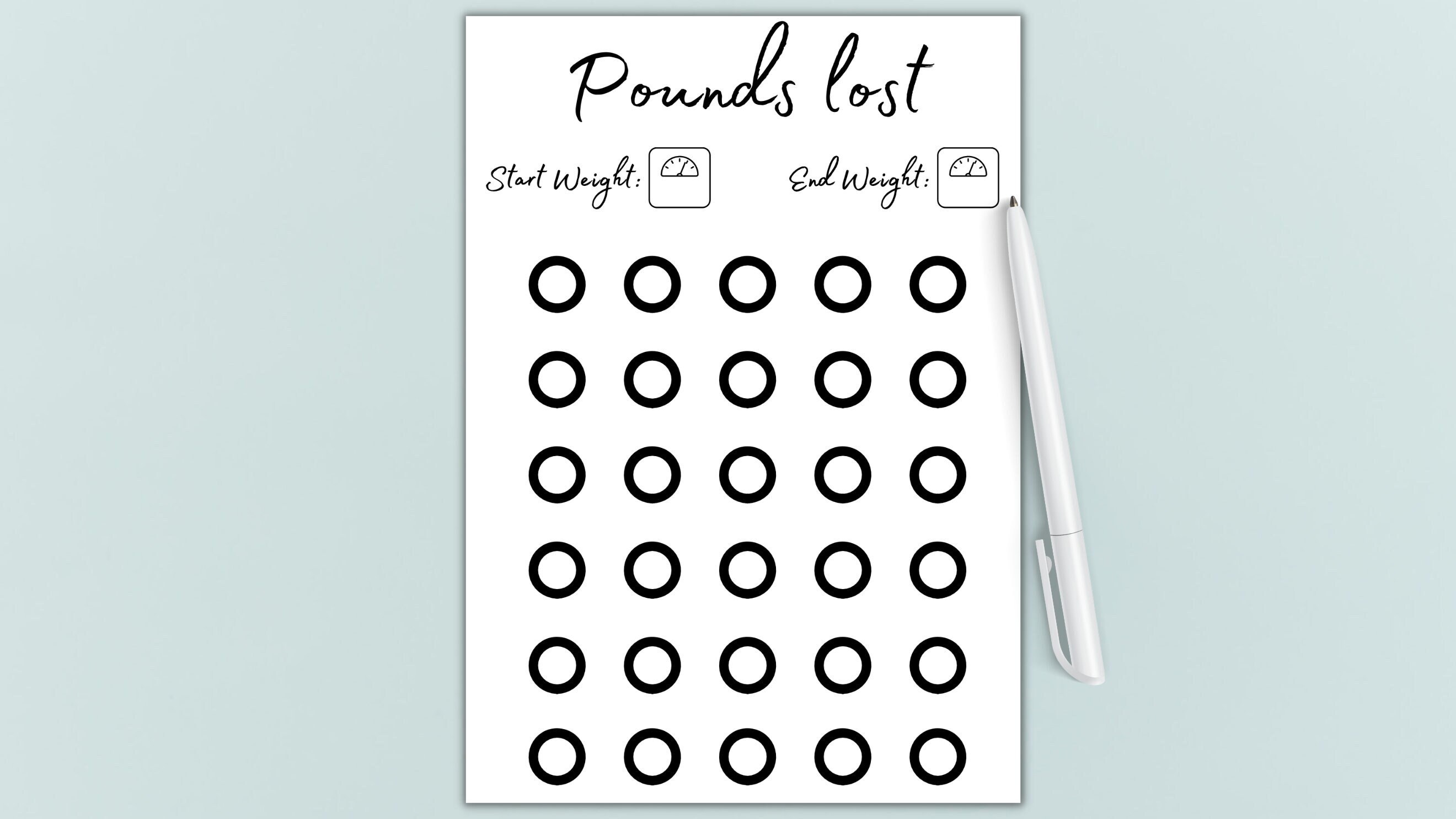 Weight Loss Tracker, Weight Loss Journal, 30 Pound Weight Loss Planner ...