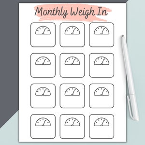 Weight Loss Tracker, Weight Loss Journal, Monthly Check In,weight Loss ...