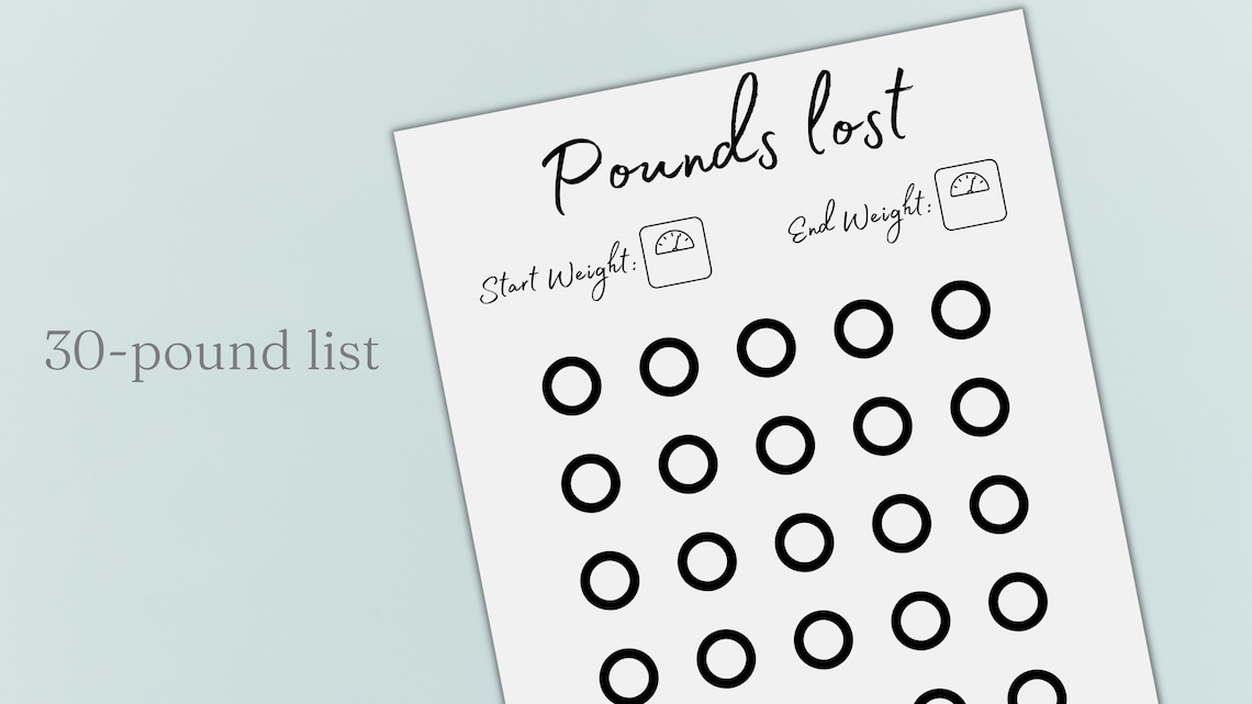 Weight Loss Tracker, Weight Loss Journal, 30 Pound Weight Loss Planner ...