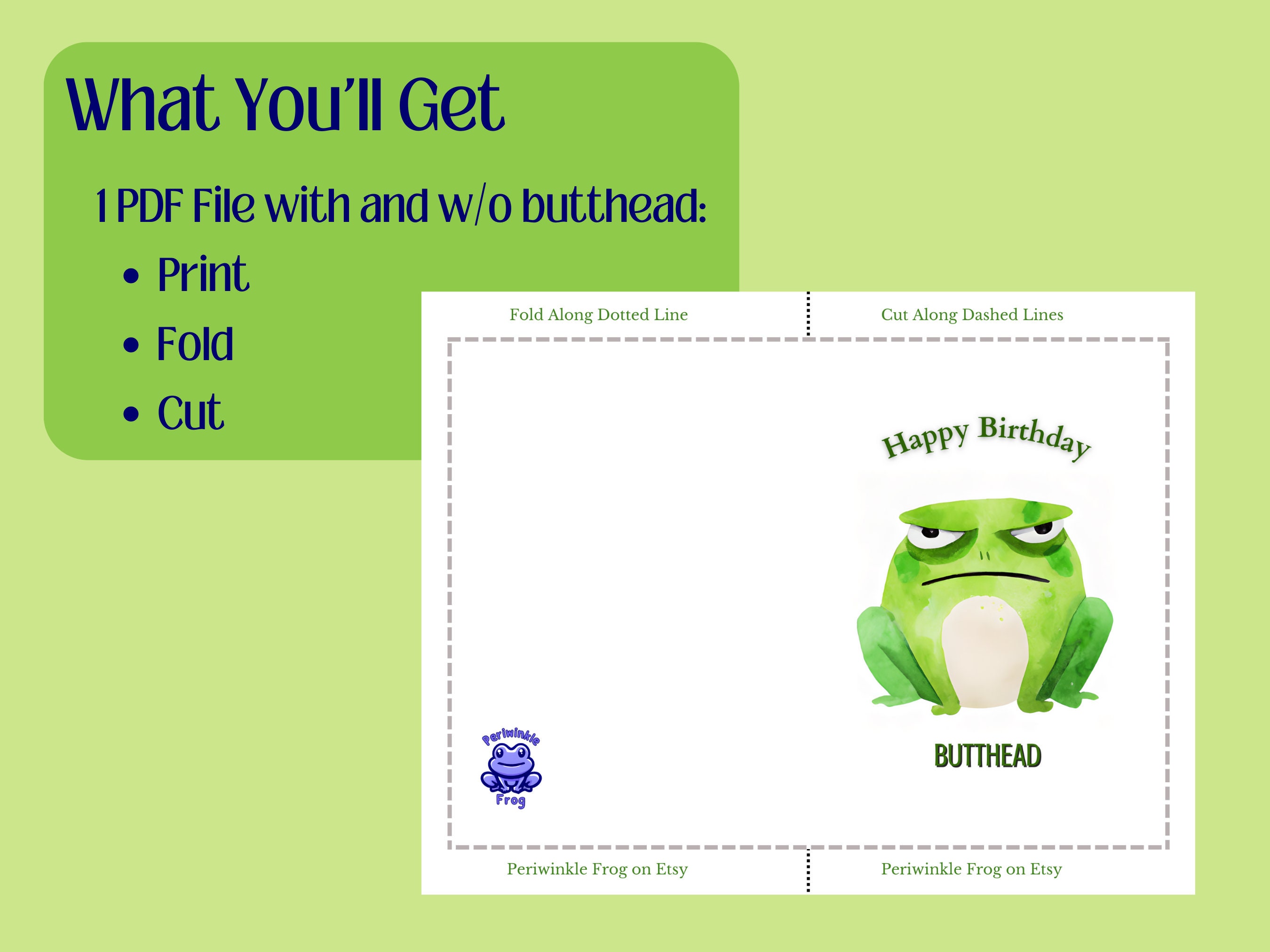 Grumpy Frog Printable Birthday Card - Digital Card for Your Favorite ...