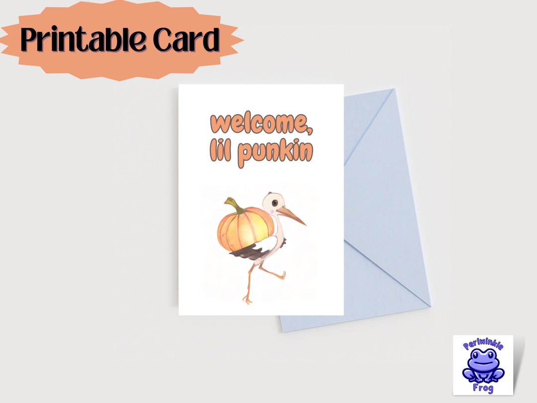 Little Pumpkin "lil Punkin" Baby Card - Printable Greeting Card 5x7 ...