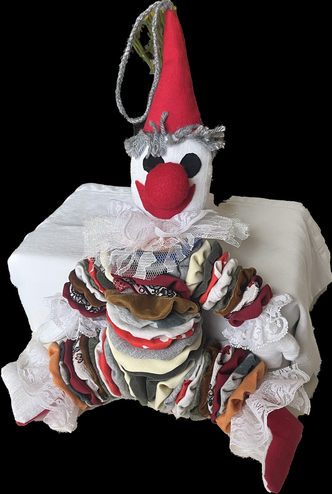 Clown Figurine - Recycled Fabric - Etsy