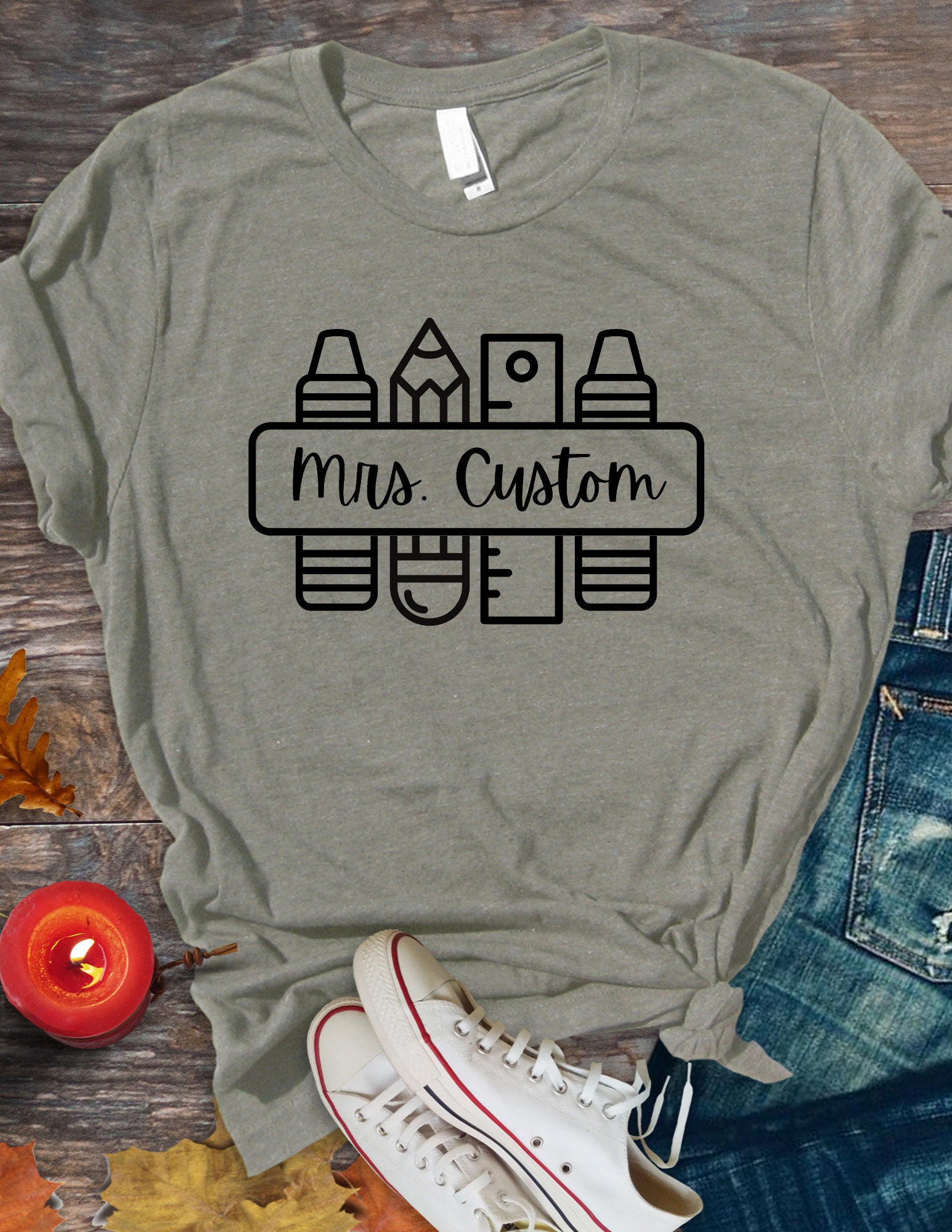 Teacher Student Name Tag Monogram, Teacher,placement Tag Pencil Ruler ...