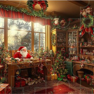 Workshop for Santa Wreaths Presents Christmas Tree Holiday Cozy Winter ...