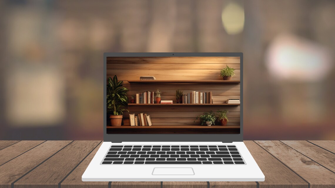 Virtual Background for Zoom Meetings Bookshelf With Plants Background ...