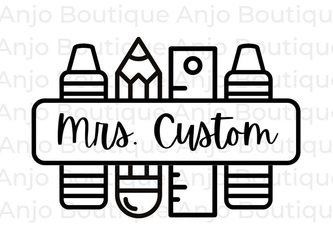 Teacher Student Name Tag Monogram, Teacher,placement Tag Pencil Ruler ...