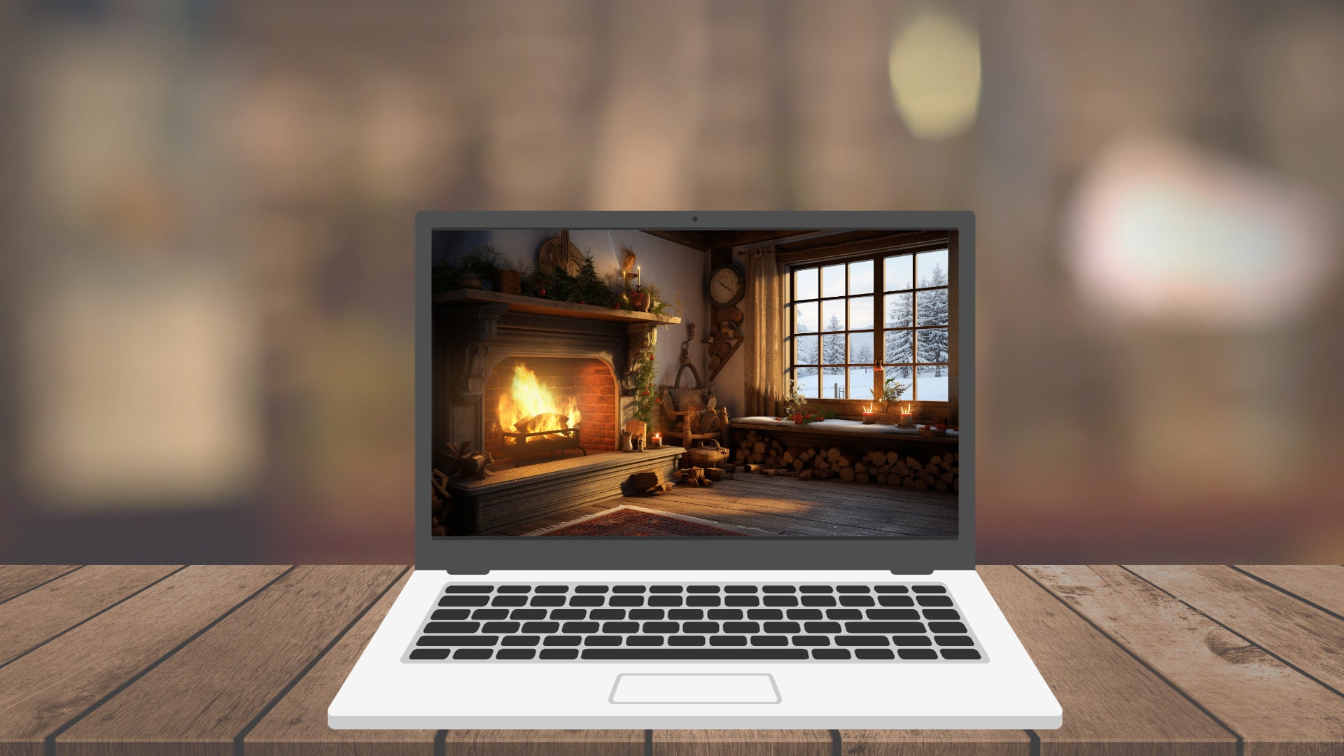Virtual Background for Zoom Meetings Warm Fireplace Cabin Background ...