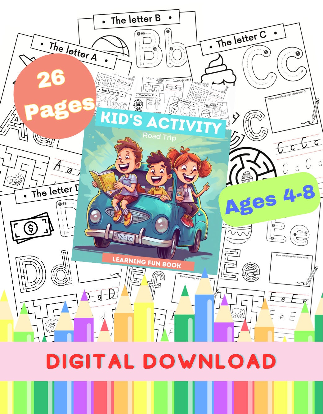 Kid's Activity Road Trip | Mazes, Tracing, Coloring, and Learning ...