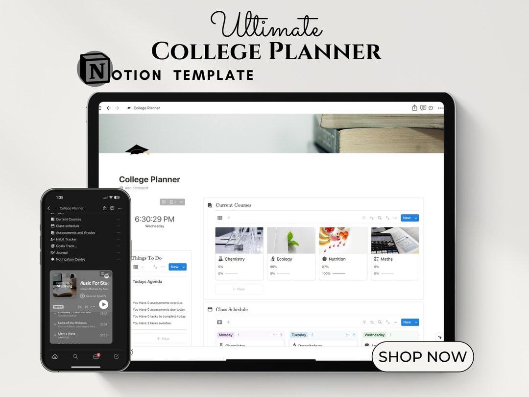 Notion Student Template College Student Planner Academic Productivity ...