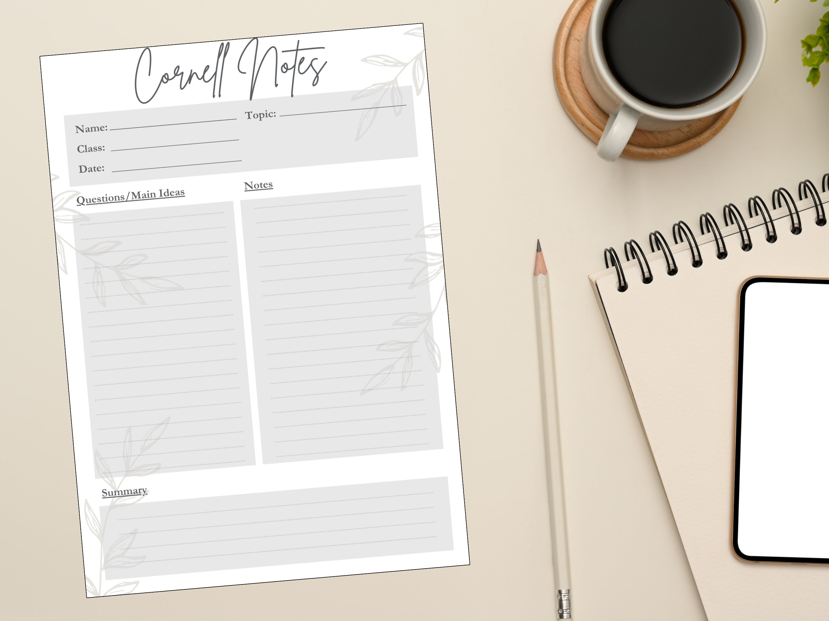 Digital Note Template, Canva Cornell Notes Template, Student Note ...