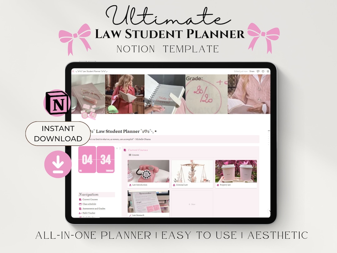 The Ultimate Law Student Notion Planner, All in One That Girl Planner ...